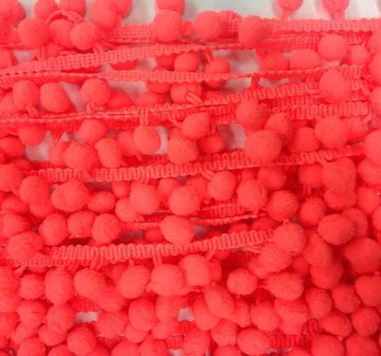 Neon Yellow Neon,hot Pink,neon Coral,and Neon Rainbow Pom Pom Trim ...