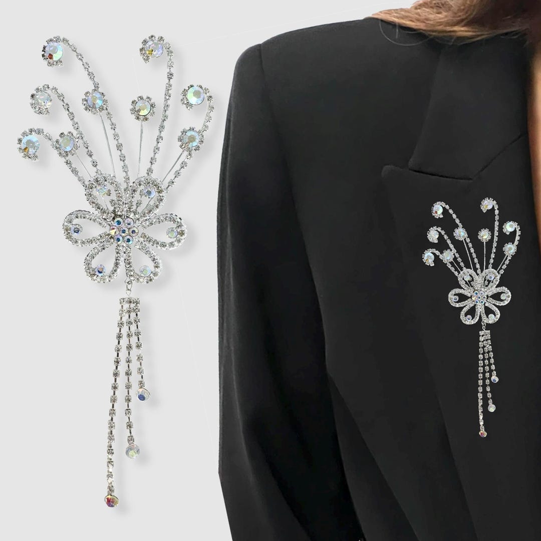 Luxury Rhinestone Flower Brooch Pin – Sparkling Rhinestone Statement ...