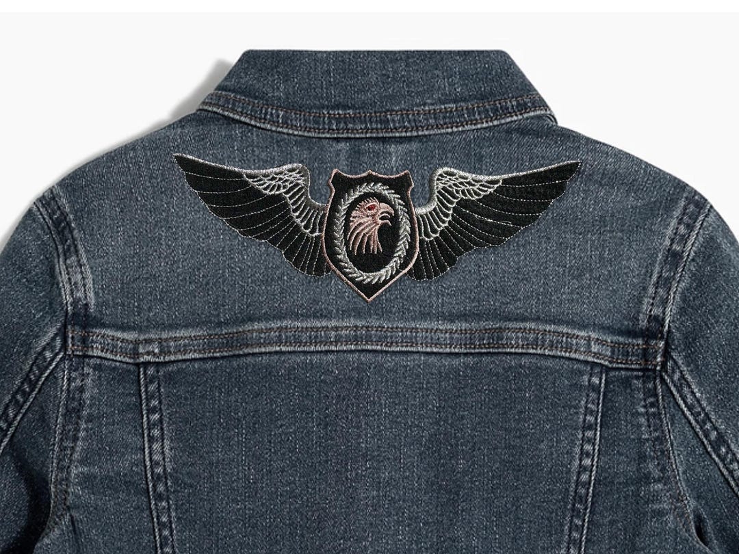 Valkyrie Wings Iron-on Eagle Patch, 10”x3” Embroidered Warrior Crest ...