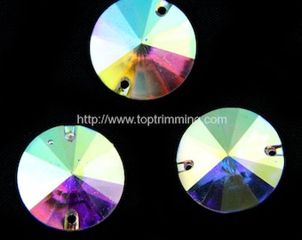 Crystal AB Flat Back Pointed Round Shape Resin Stone Glue on | Etsy