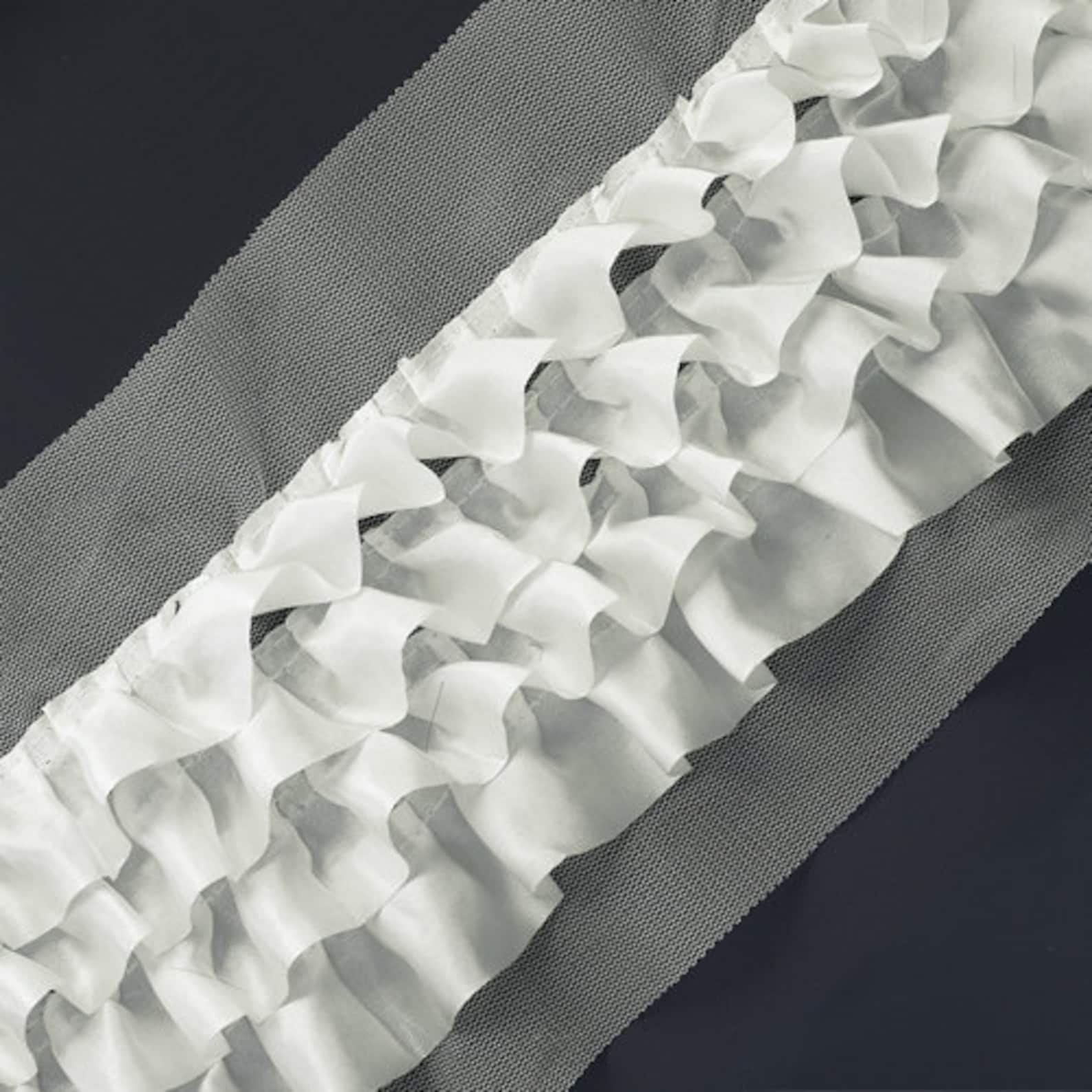 Off White Chiffon Ruffles Trim, Chic Chiffon Ruffle Fabric, Tutu Dress ...