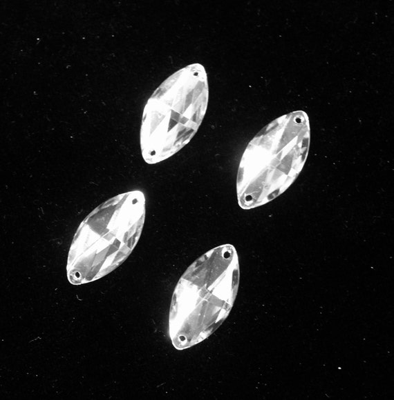 Crystal Clear Navette Rhinestone Resin Stone Flat Back | Etsy