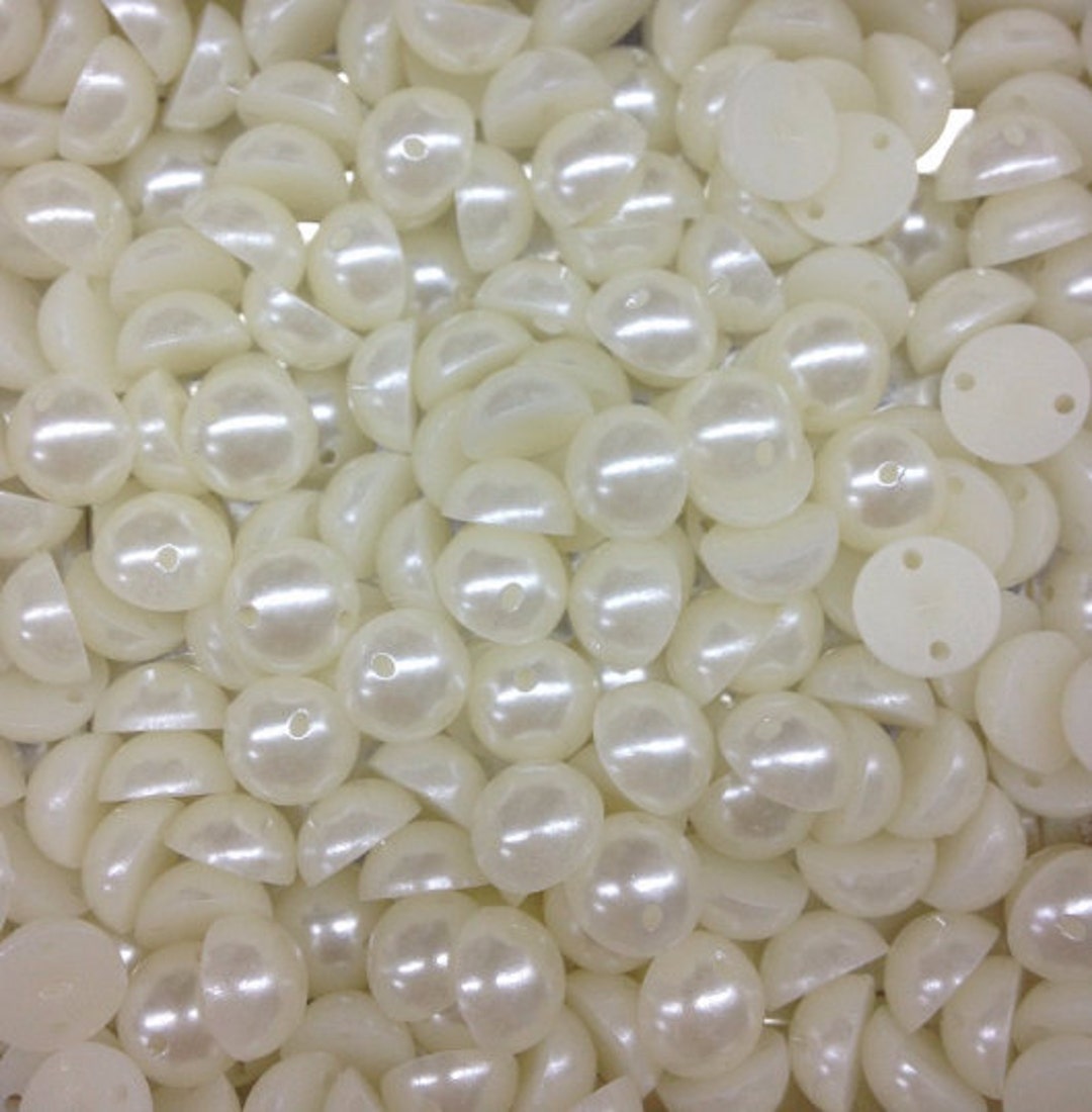 Loose Flat Back Round Pearl 6MM off White With Hole Selling per Bag (50 ...