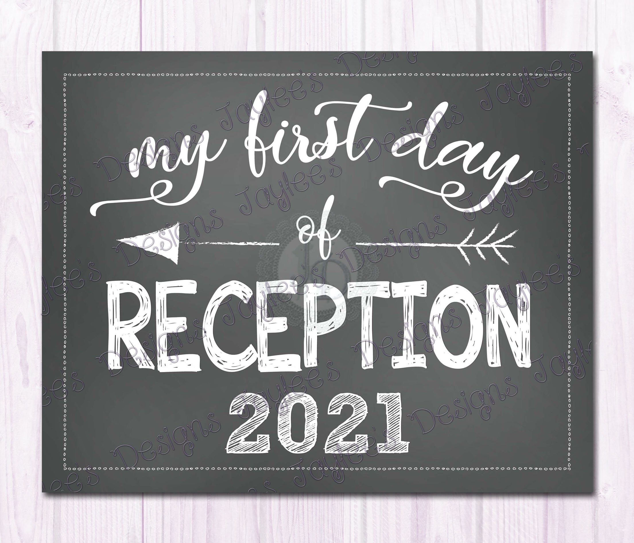 First Day of RECEPTION 2021 White. Chalkboard Sign Print | Etsy
