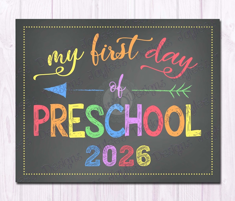 Preschool Chalkboard Sign - First Day of School 2026 - 2 Colour Choices ...
