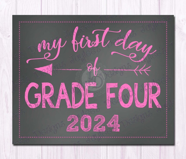 Primer día de CUARTO GRADO 2024 4 opciones de color Impresión de ...