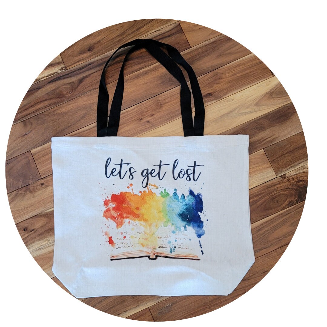 Carry Bag - Let’s Get Lost/ Book/ Reading/ Gusseted/ Carry All Bag ...
