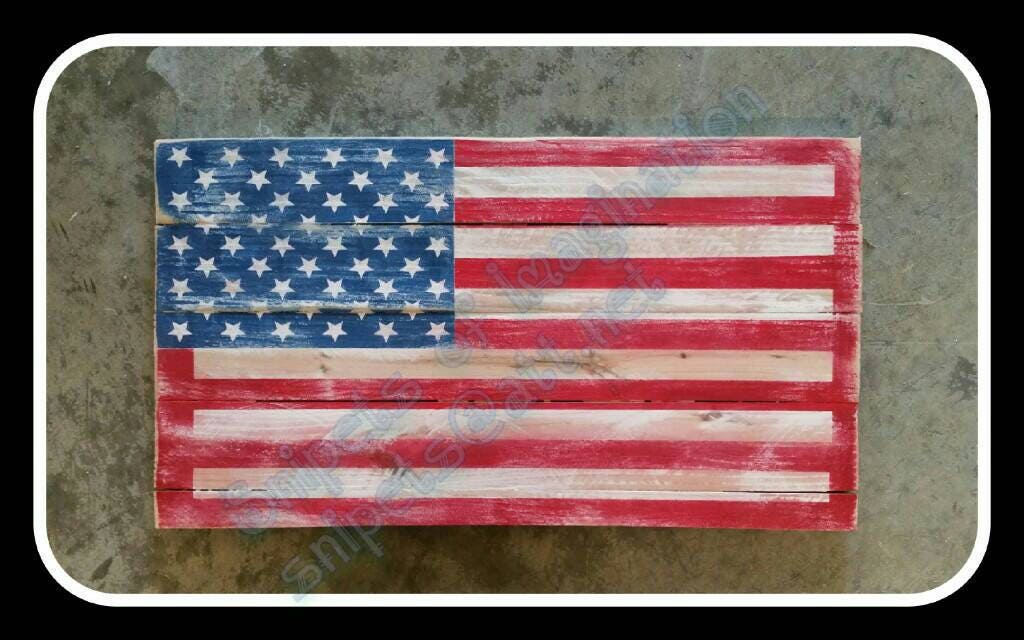 Rustic American Flag/ Handcrafted Painted Wood Sign/ Custom | Etsy