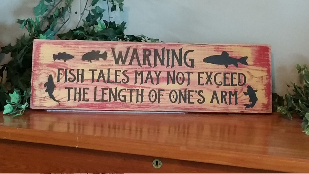 Warning Fish Tales... Handcrafted Painted Wood Sign Custom Wedding Gift ...