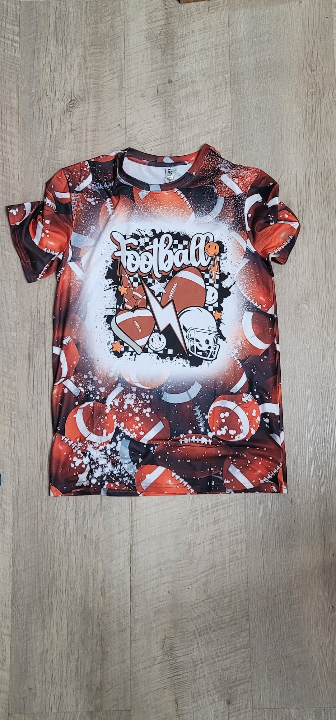 T-shirt - Football Scene Whimsical/ All Over Football Design With Faux ...