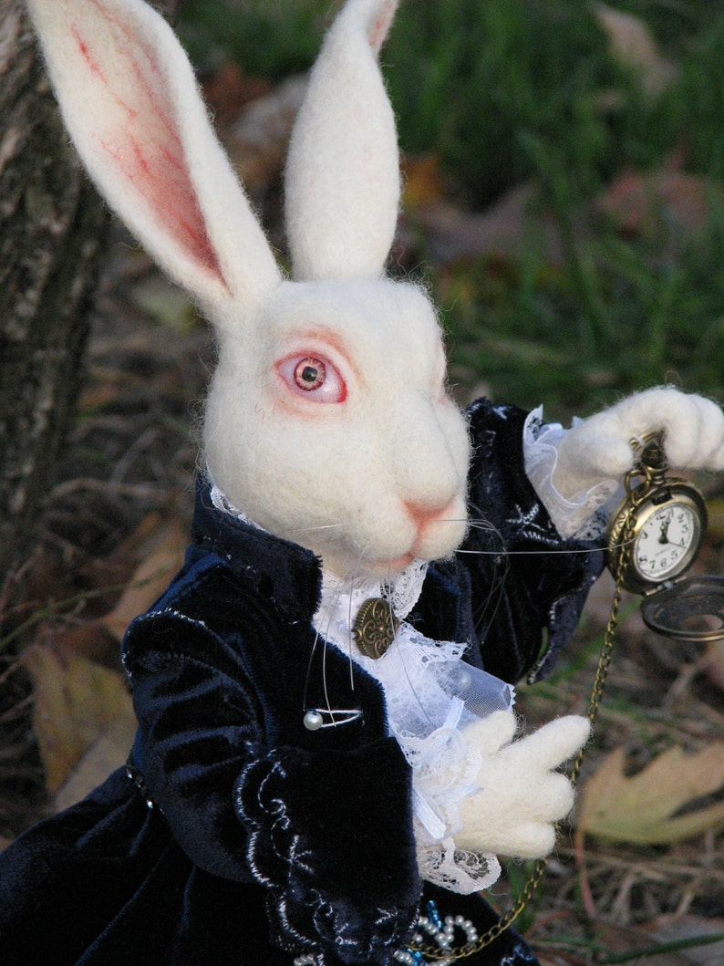 Needle Felted White Rabbit Alice in Wonderland Tim Burton - Etsy