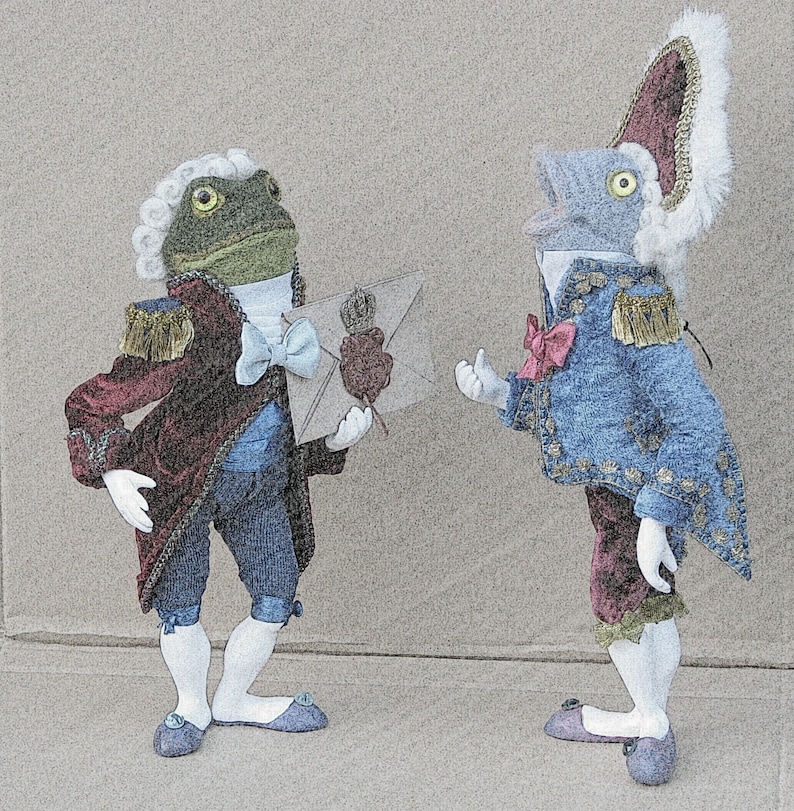 Frog Footman Fish Postman Alice in Wonderland Needle Felted Animal Toy ...