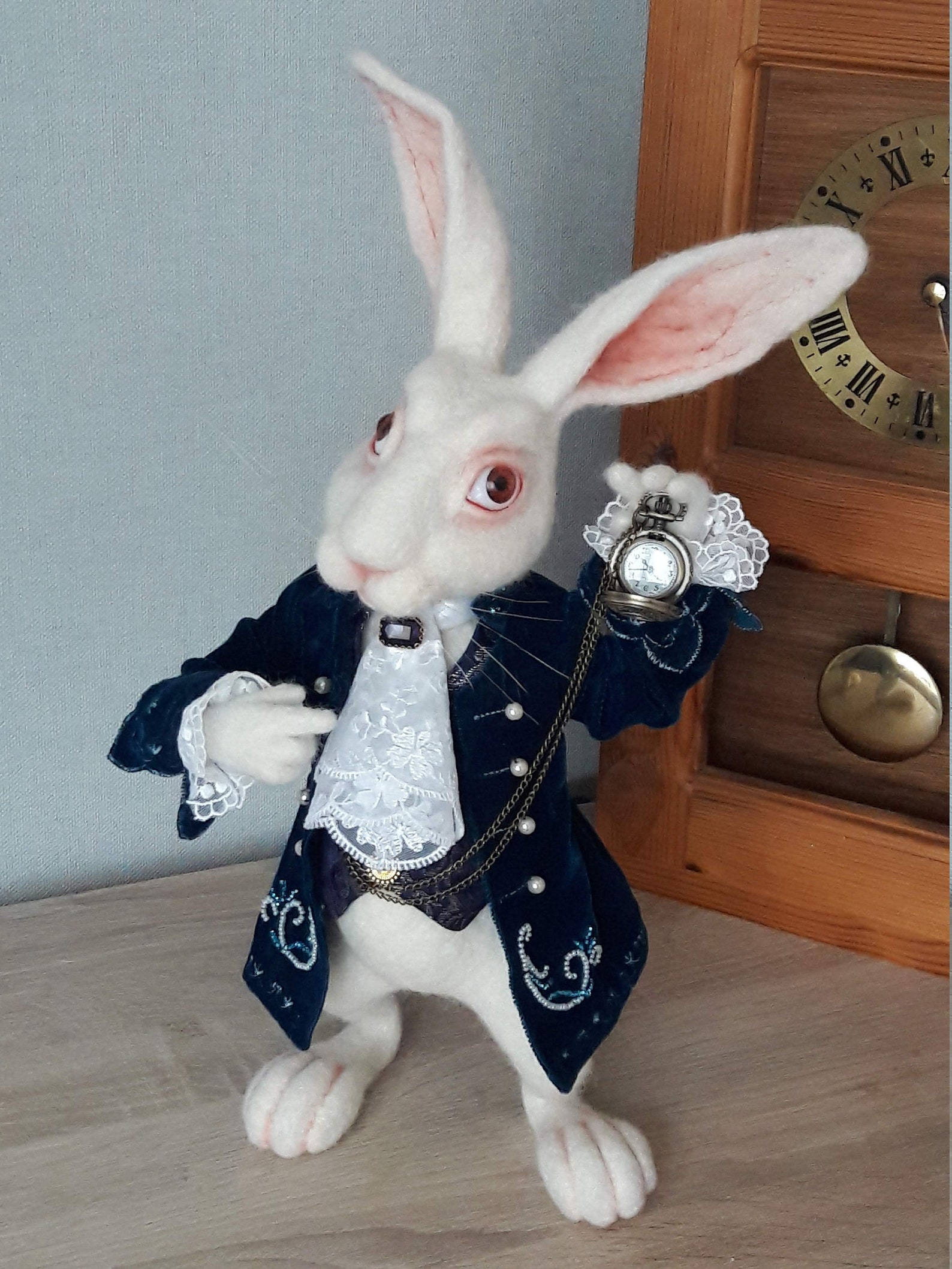 White Rabbit Alice in Wonderland Needle Felted Interior Toy - Etsy