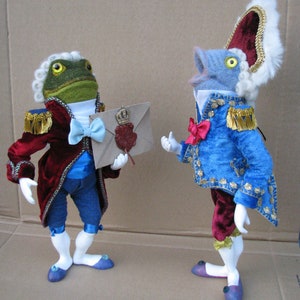 Frog Footman Fish Postman Alice in Wonderland Needle Felted Animal Toy ...