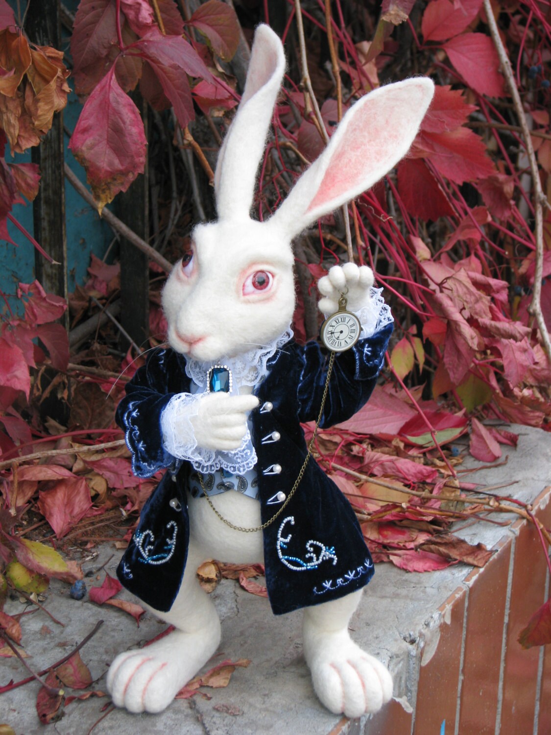 White Rabbit Toy Alice in Wonderland Needle Felt Toy Interior - Etsy ...