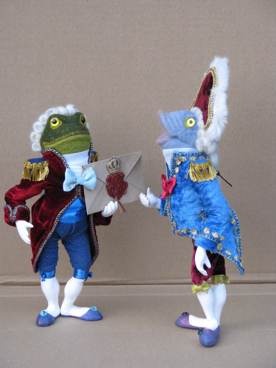 Frog Footman Fish Postman Alice in Wonderland Needle Felted Animal Toy ...