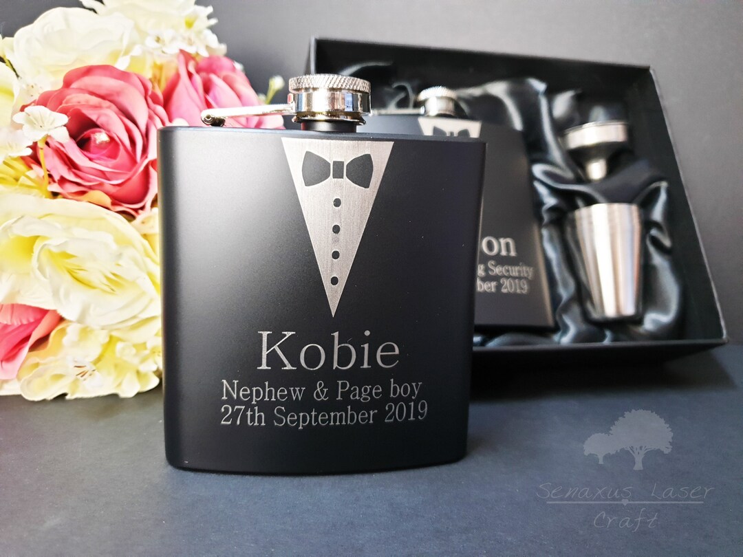 Best Man Hip Flask Set With Free Engraving 6 Oz Matte Black Hip Flask ...