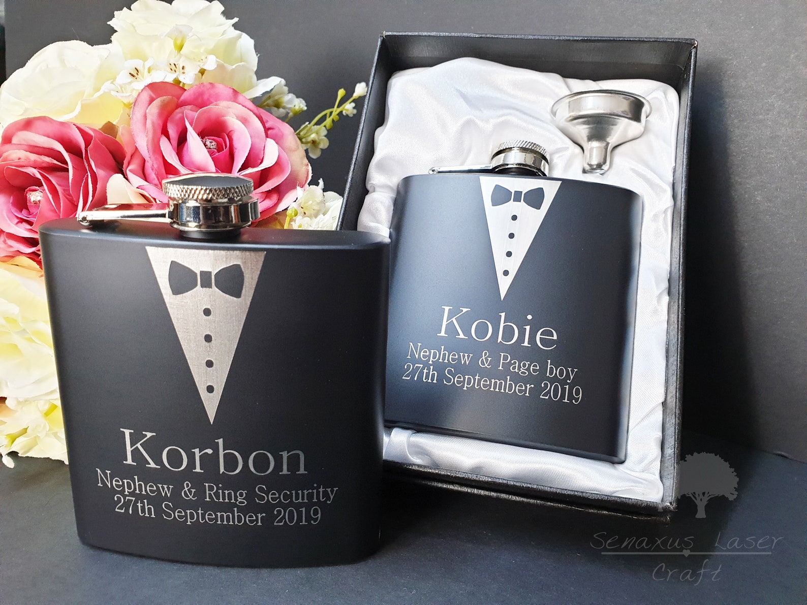 Best Man Hip Flask Set With Free Engraving 6 Oz Matte - Etsy UK