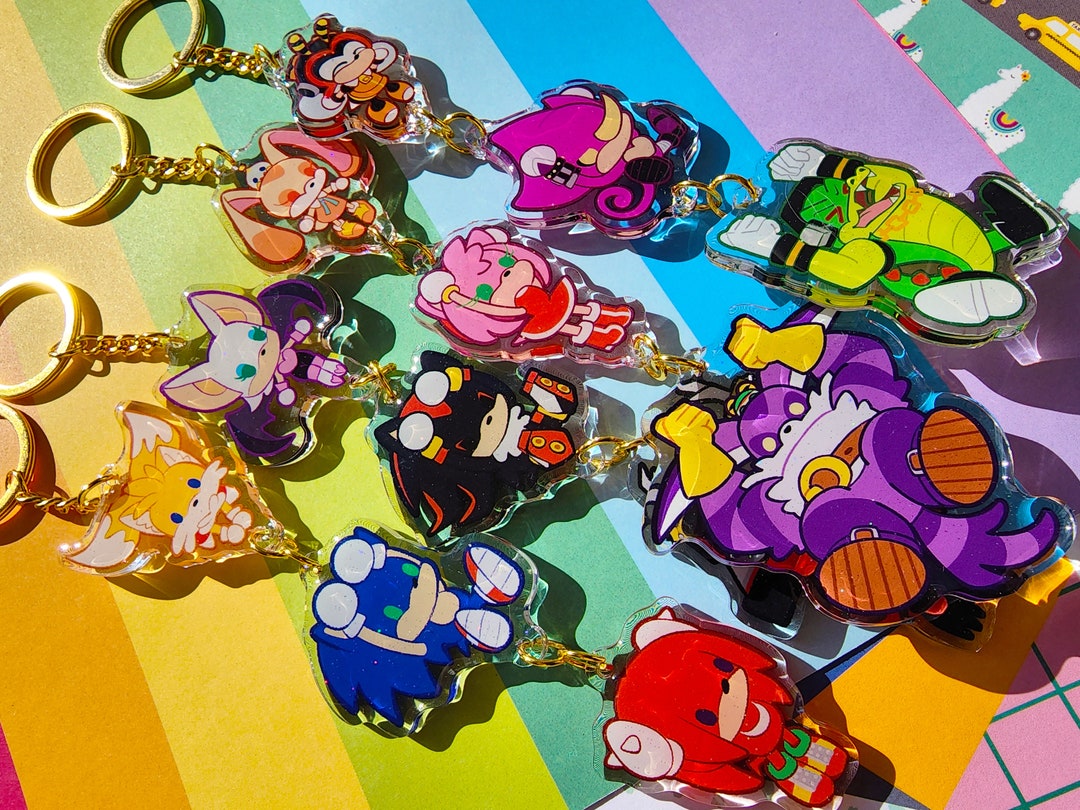 Sonic Heroes: Stacked Chain Charm Set Double Sided Glitter Epoxy ...