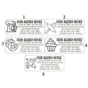 Allergen Labels: Food Allergy Stickers, Bakery Labels (2.5x1 BW) - Etsy