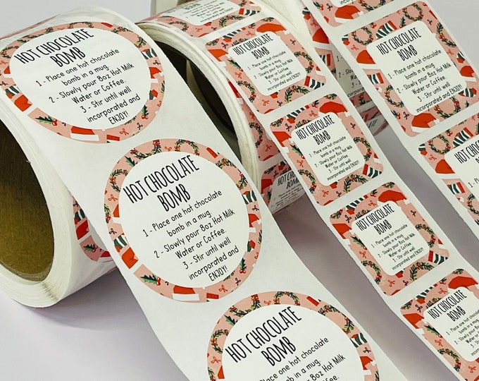 Christmas Hot Chocolate Bomb Stickers, Chocolate Bomb Stickers ...
