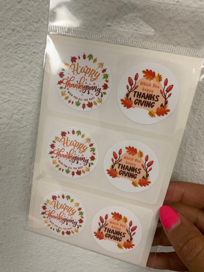Thanksgiving Labels, 24 Labels per Pack, Thanksgiving Stickers, Holiday ...