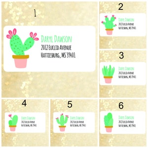 Cute Cactus Return Address Labels Address Labels Address Stickers ...