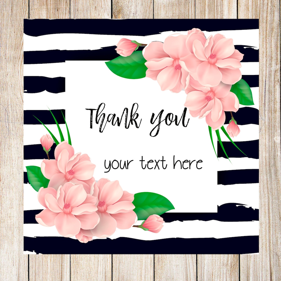 Square Thank You Stickers, Thank You Labels, Cute Floral Stickers ...