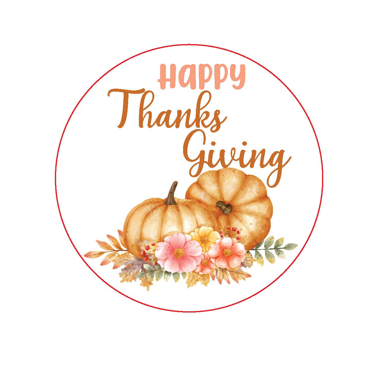 Pumpkin Thanksgiving Stickers, Floral Holiday Labels (24 per Pack) - Etsy