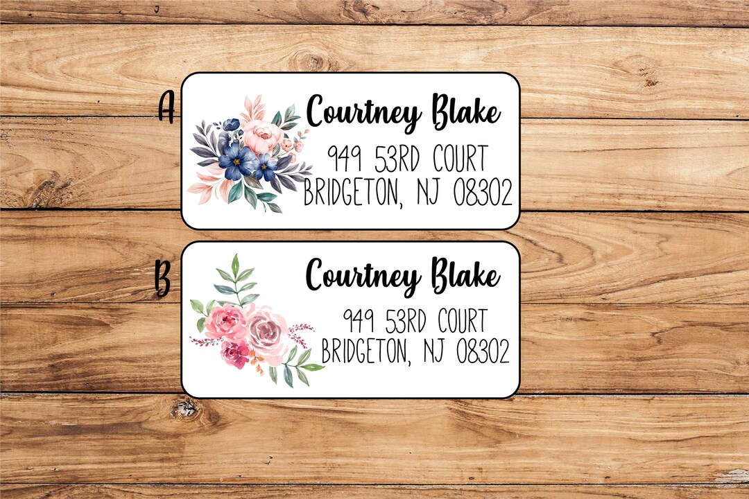 Floral Return Address Labels – Cute Custom Address Stickers – 2x1 ...