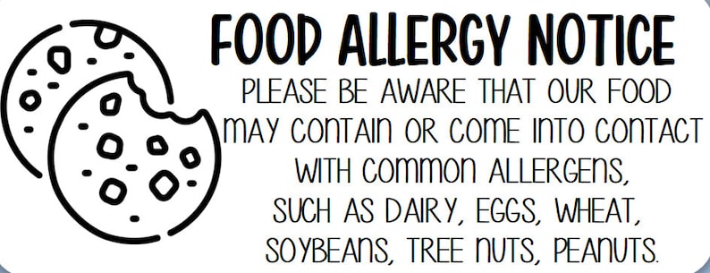 Allergen Labels: Food Allergy Stickers, Bakery Labels (2.5x1 BW) - Etsy ...
