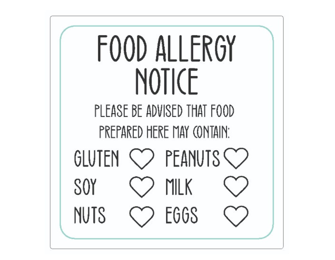 Food Allergy Notice Stickers, Food Allergy Labels, Food Labels ...