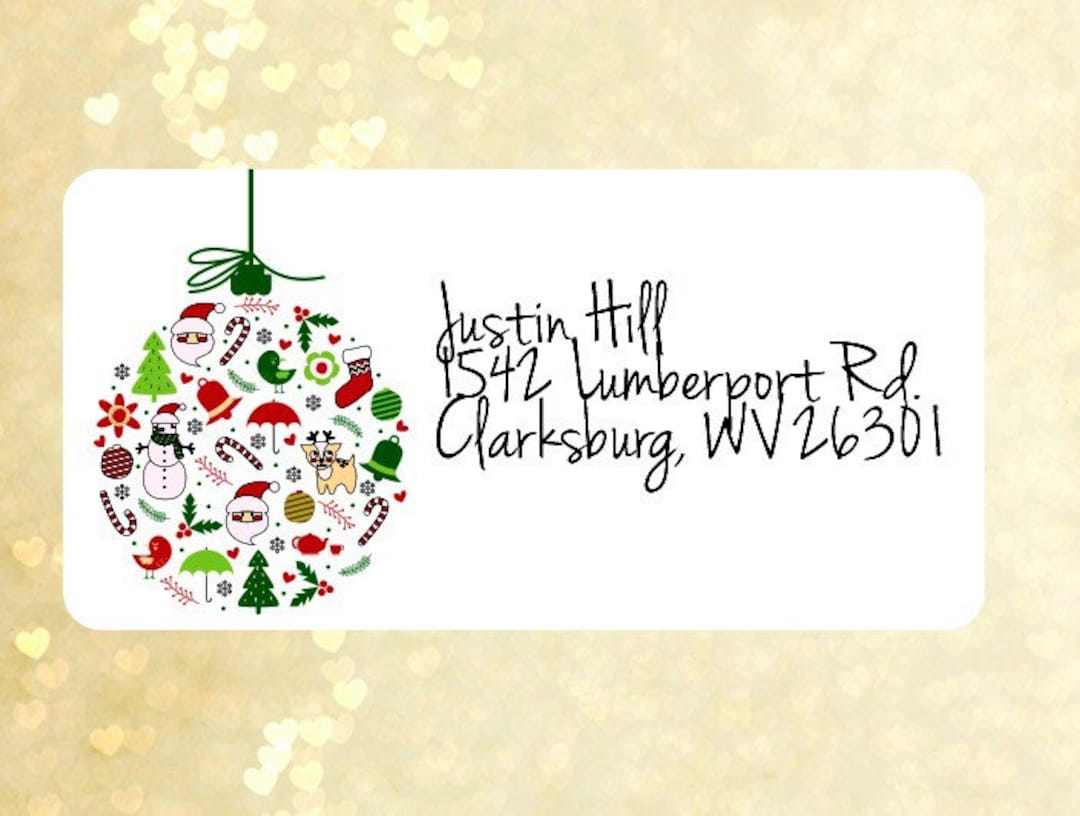 Christmas Return Address Labels,custom Label,custom Christmas Return ...