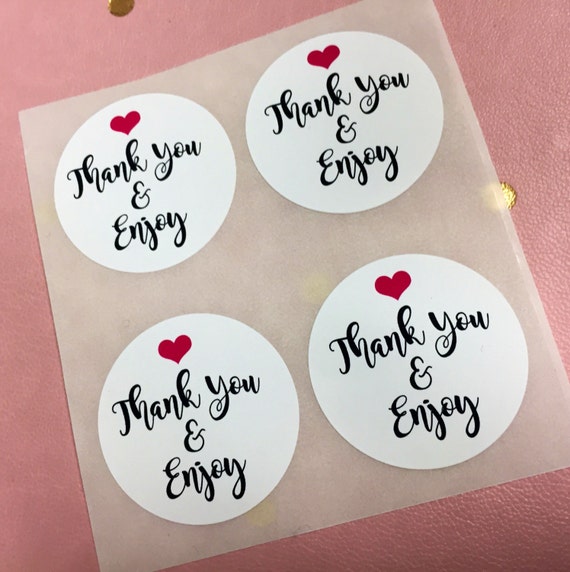 Thank you & enjoy thank you stickers custom labels custom | Etsy
