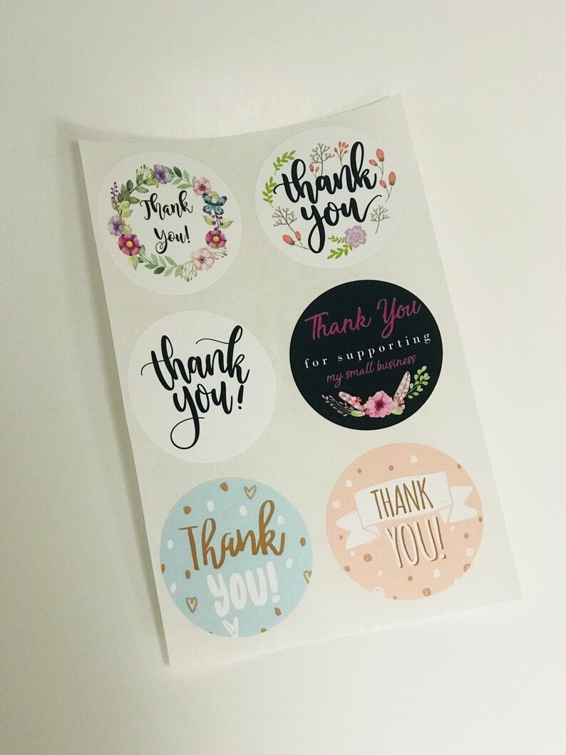 Thank You Labels , Thank You Stickers, Floral Thank You Labels Cute ...