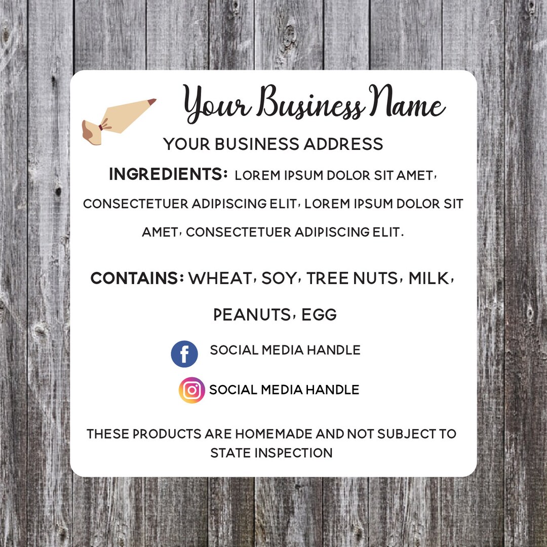 50-300 Square Cottage Food Labels, Cottage Food Stickers,cottage Labels ...