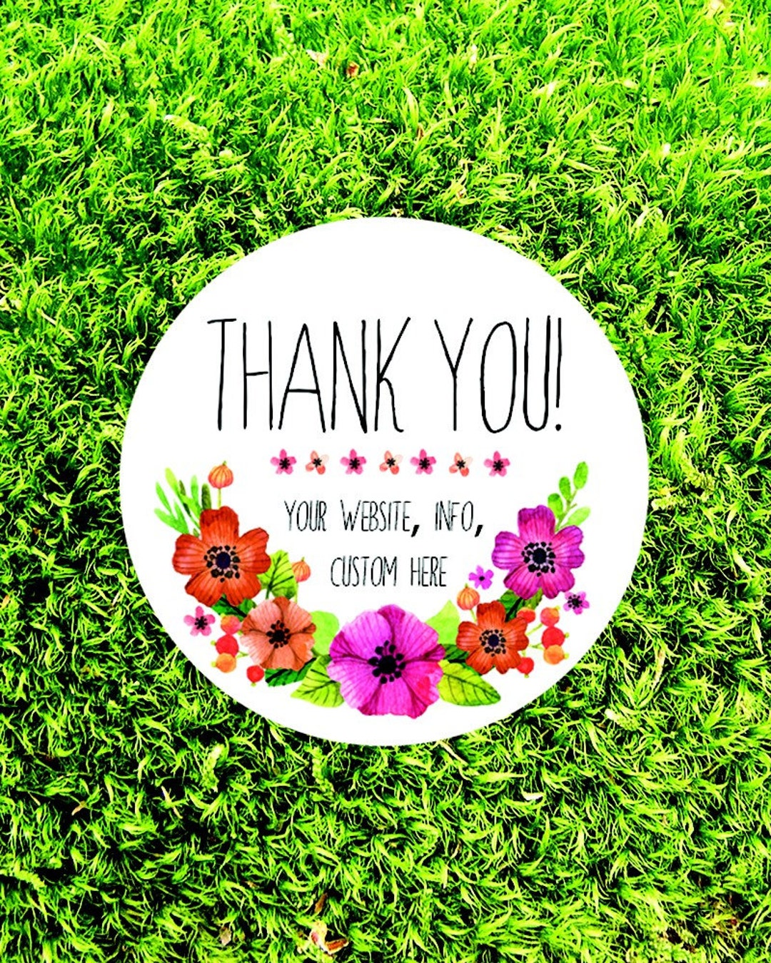 Floral Thank You Stickers, Custom Round Labels for Favors - Etsy
