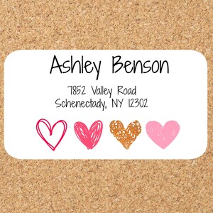 Cute Return Address Labels With Hearts ,mailing Labels, Return Address ...