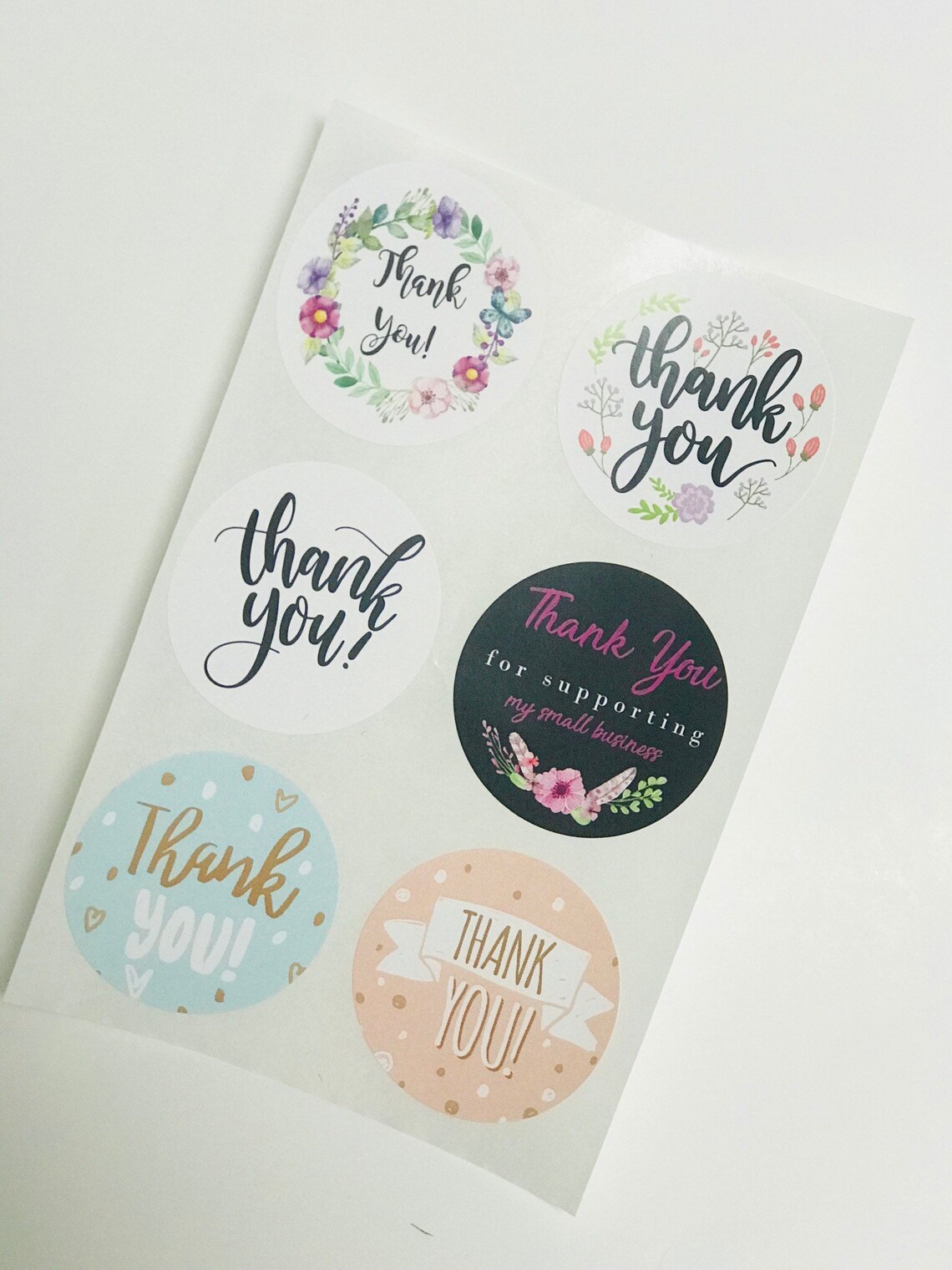 Thank You Labels Thank You Stickers Floral Thank You Labels - Etsy