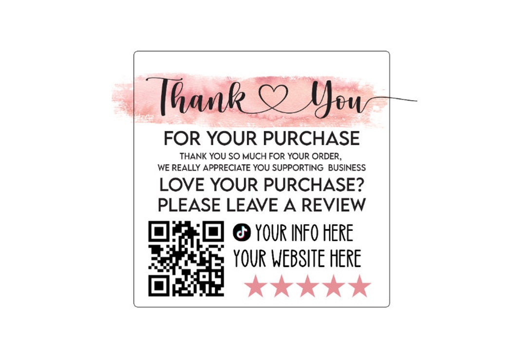 Thank You With QR Code Square Stickers, Custom Thank You Stickers ...
