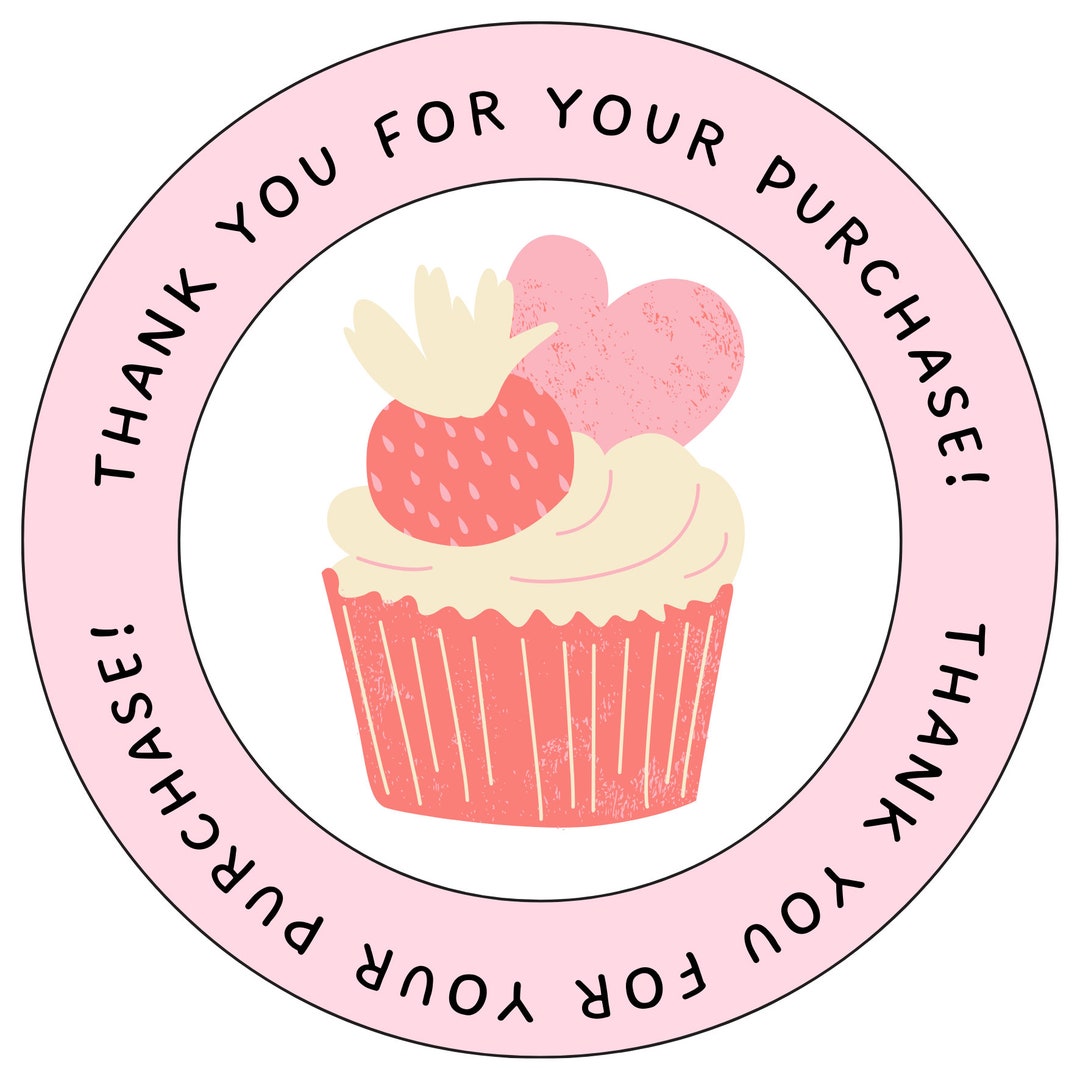 Cupcake Thank You Stickers, Cupcake Stickers, Thank You Stickers, Thank ...
