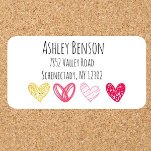 Cute Return Address Labels With Hearts ,mailing Labels, Return Address ...
