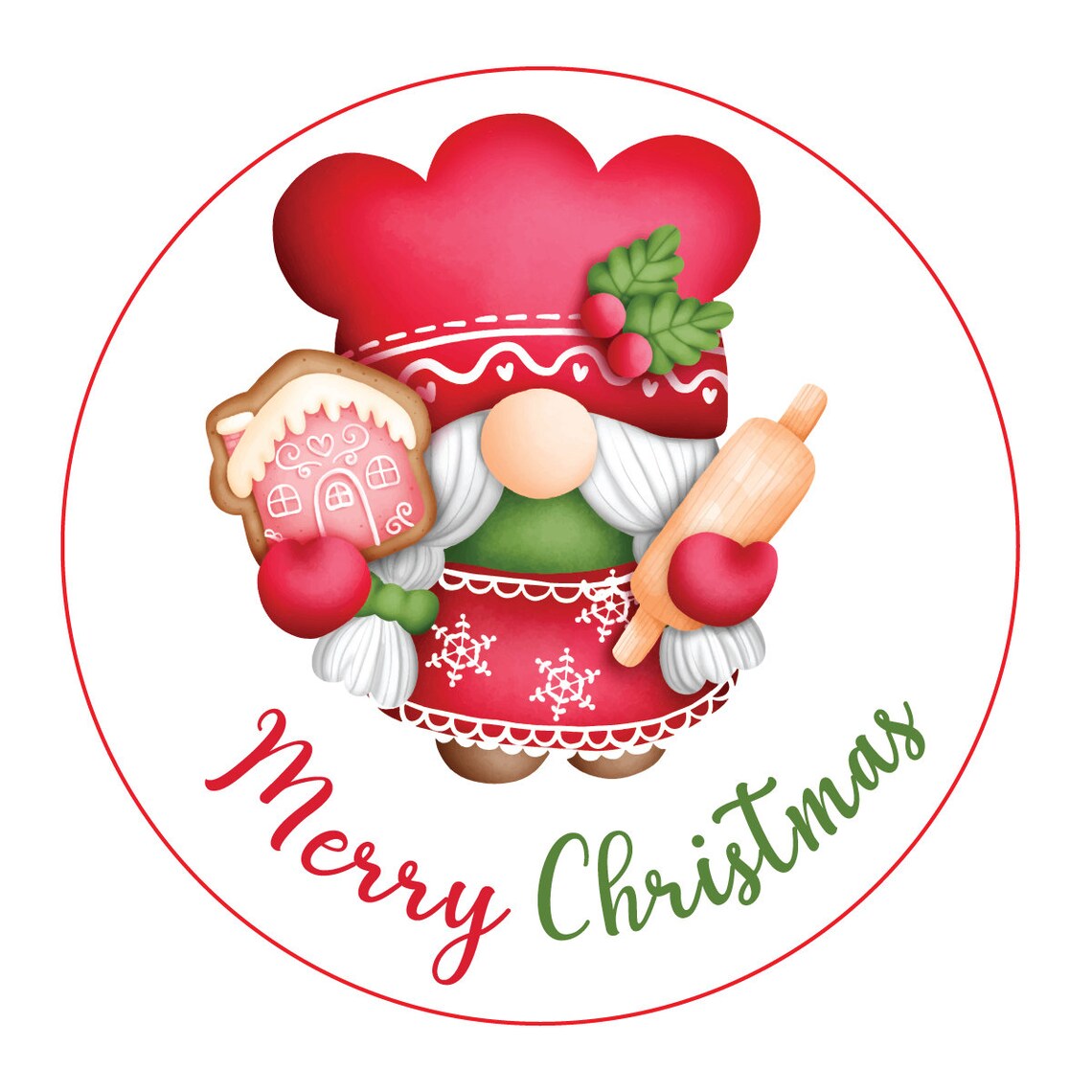 Merry Christmas Gnome Stickers, Holiday Labels (24 per Pack) - Etsy