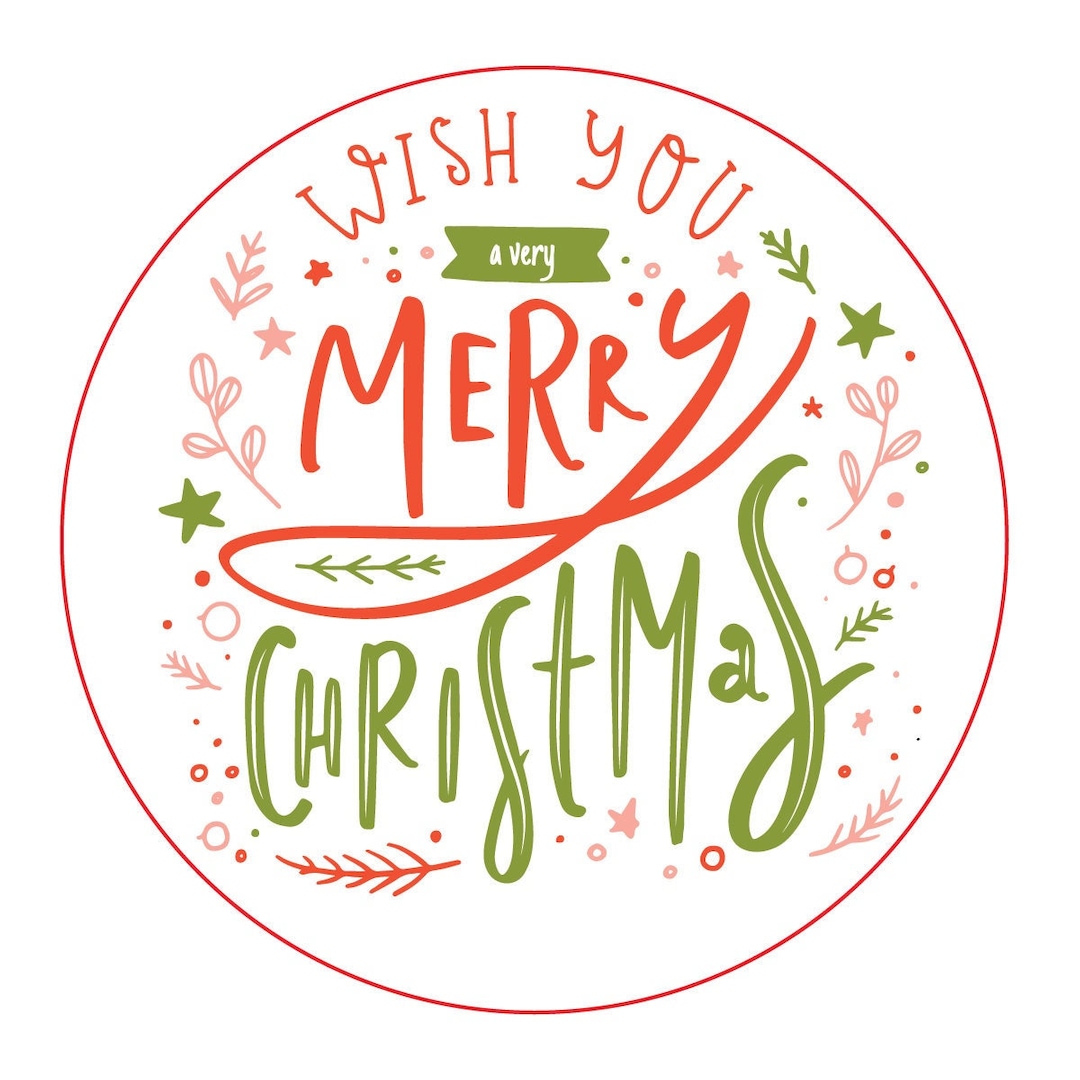 Merry Christmas Labels, Merry Christmas Stickers, Christmas Labels ...