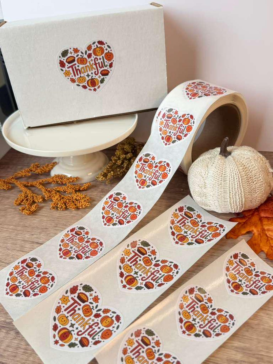 Thankful Heart Stickers – Glossy Heart Labels – 24 Labels per Pack – 1. ...