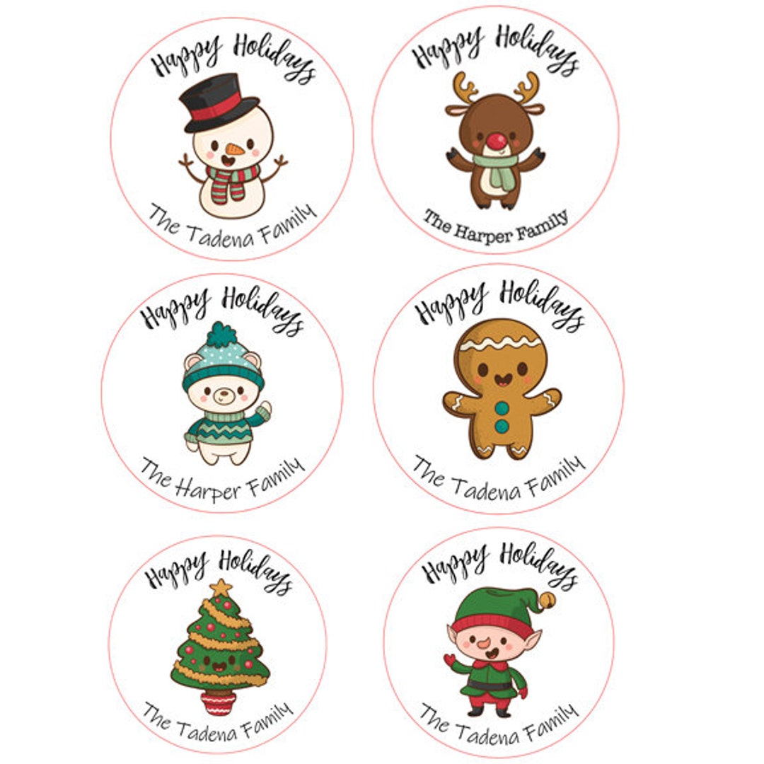 Custom Christmas Family Stickers, Holiday Labels - Etsy
