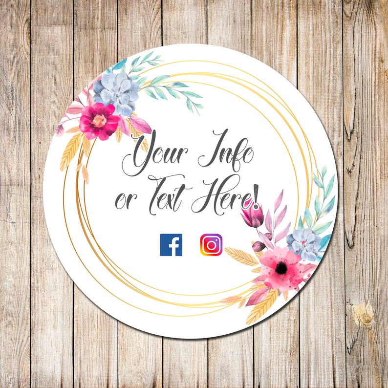 Floral Circle Custom Stickers | Personalized Logo Labels - Etsy