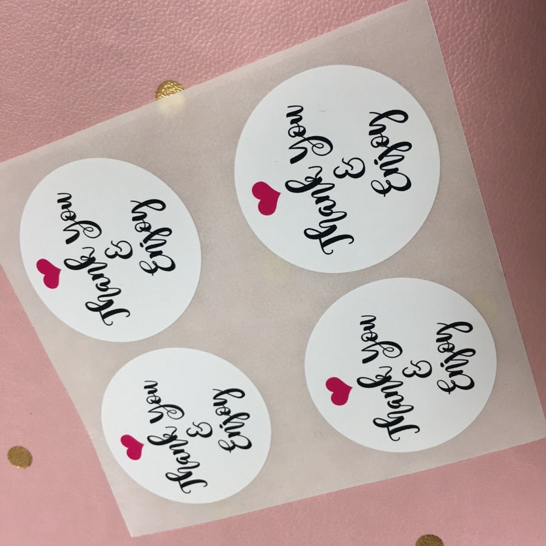 Thank you & enjoy thank you stickers custom labels custom | Etsy
