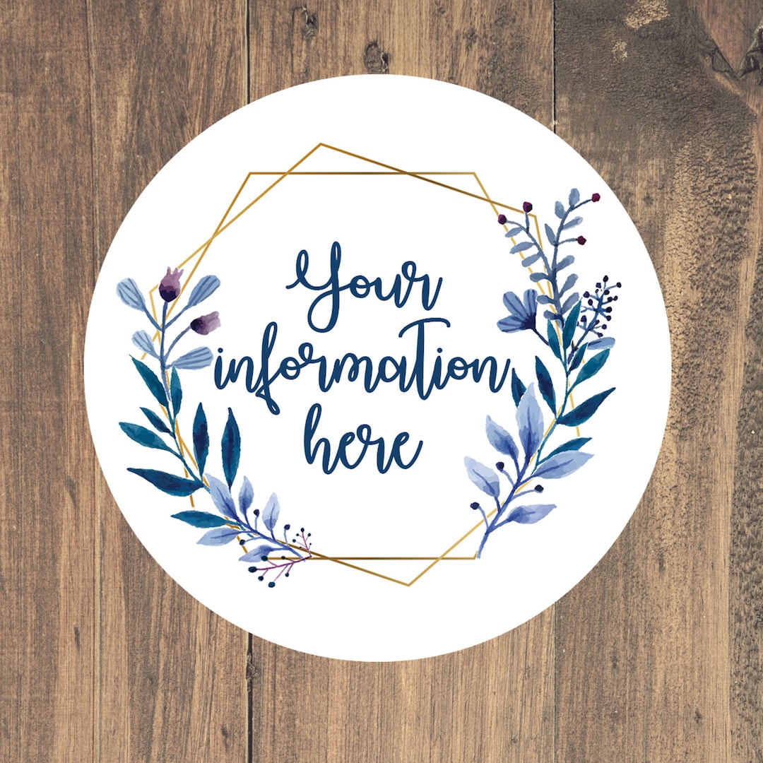 Circle Custom Stickers, Custom Labels, Floral Stickers, Wedding Labels ...