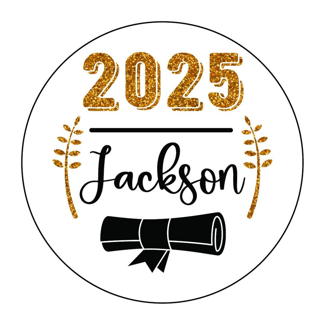Custom Graduation Stickers – Class of 2025 Circle Labels With Name ...